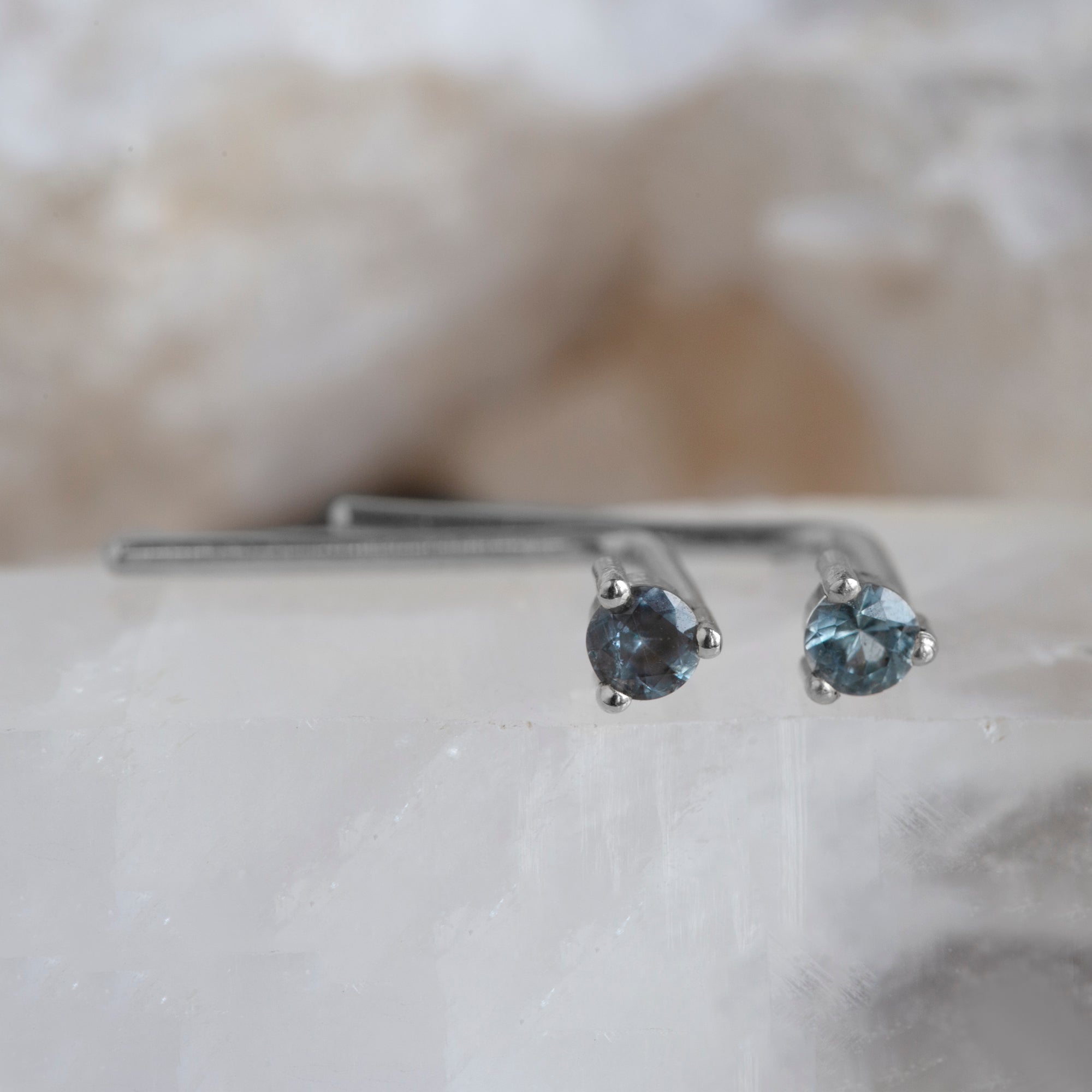 The Blue Montana Sapphire Staple Thread Earrings | Sterling Silver – Alexis Russell