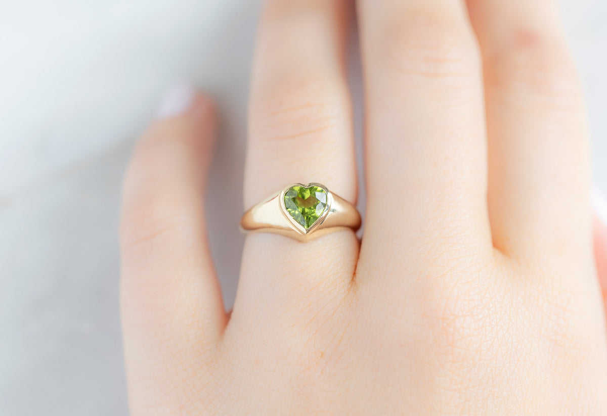 The Signet Ring with a 1.39ct Heart-Shaped Peridot & Alexis Russell